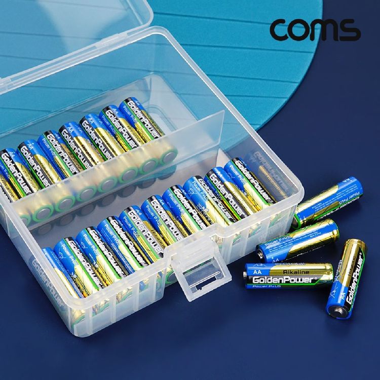 Coms 건전지 케이스 투명 Aa 100개 보관용 휴대용 투명정리함 소품정리함 건전지정리함 홈플러스 택배배송