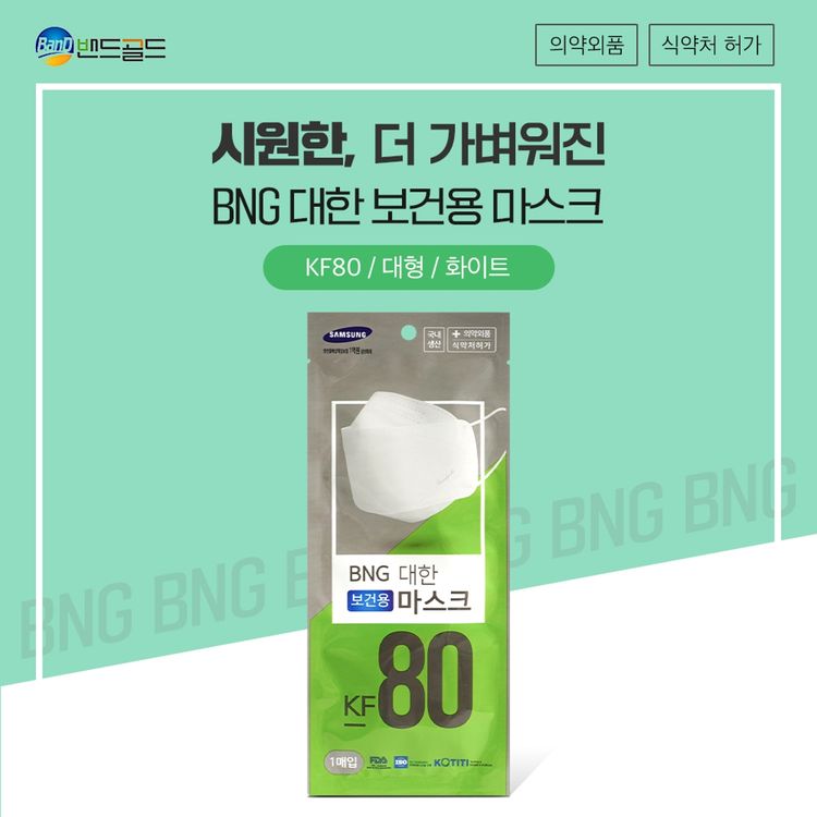 밴드골드 Bng 비앤지 대한보건용 마스크 Kf80 1매입 홈플러스 택배배송