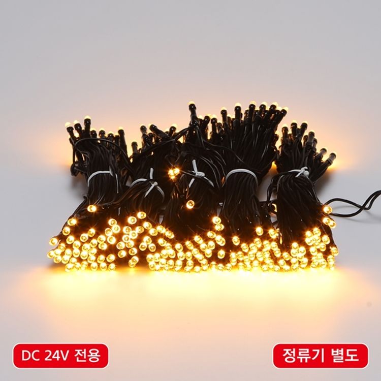 Led 300구 연결형 Dc24v 검정선 황색 정류기 별도 크리스마스 트리전구 홈플러스 택배배송