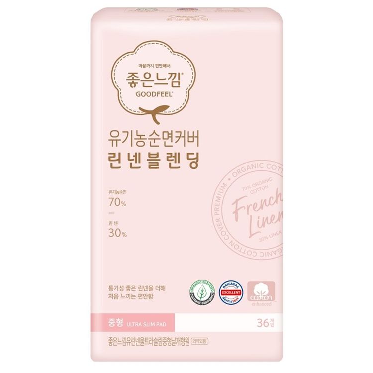 유한킴벌리 좋은느낌 유기농 순면 린넨 블렌딩 울트라 날개 생리대 중형 36매 홈플러스
