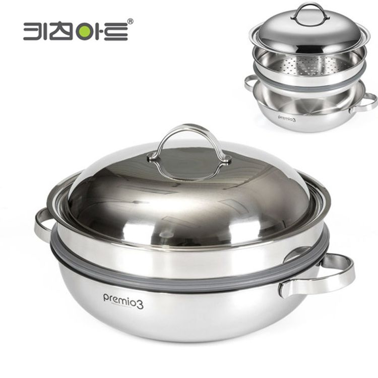 키친아트 인덕션겸용 스텐 찜냄비 28cm 야채 옥수수 찜기 전골 샤브샤브냄비 홈플러스 택배배송