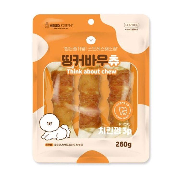 띵커바우츄 치킨껌 75인치 3p 중대형견 강아지 간식 홈플러스 택배배송