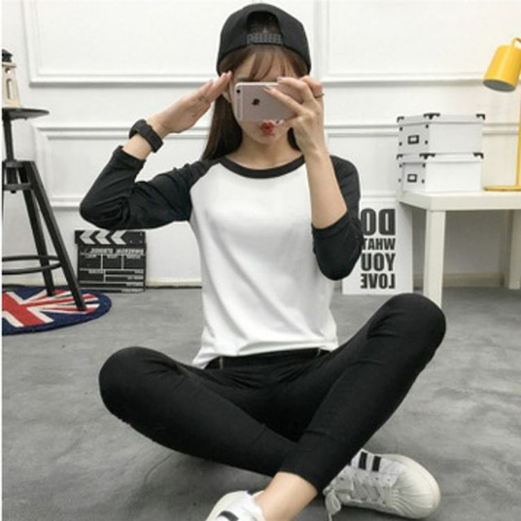 긴팔 여자 기본티 무지티 투톤티셔츠 여성긴팔티 홈플러스 택배배송