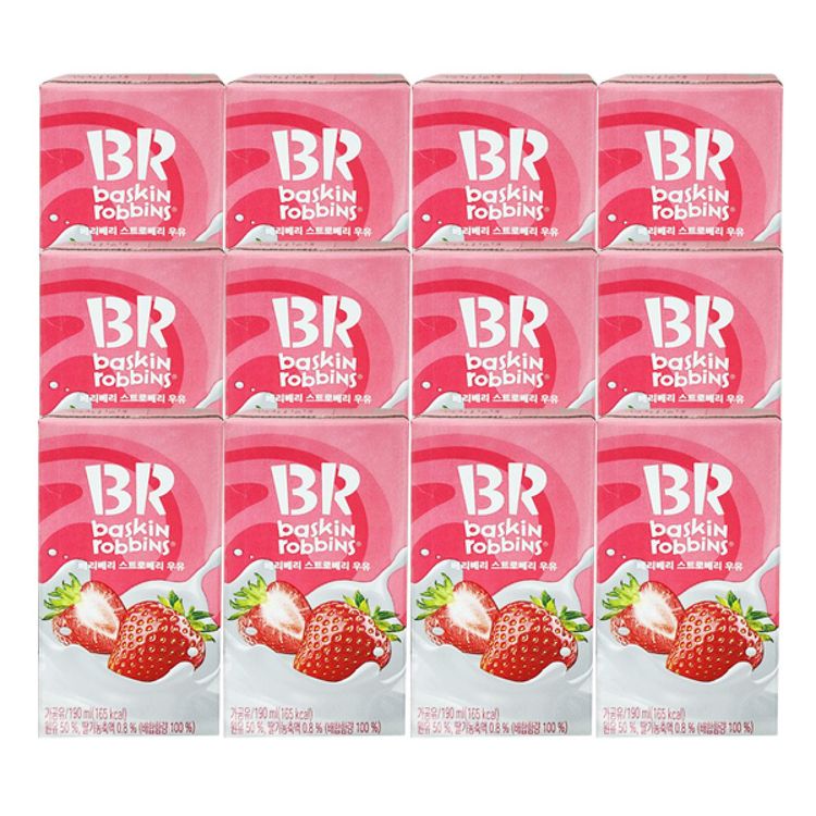 베스킨라빈스 딸기맛 우유 190ml x 12개 | 홈플러스 택배배송