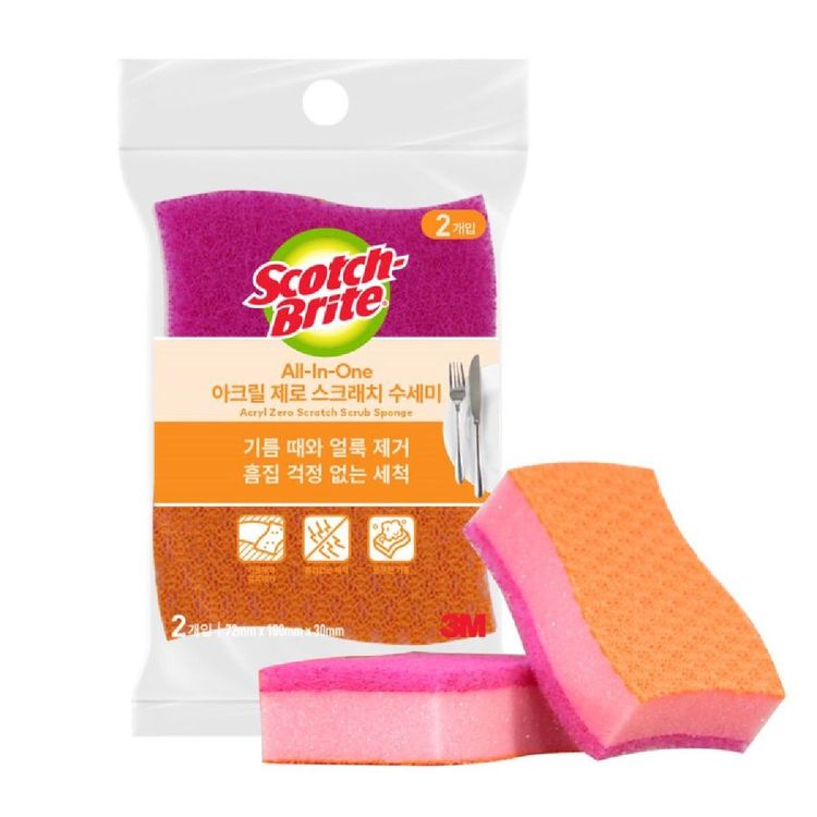 3m 올인원 제로스크래치 아크릴수세미 2입 홈플러스
