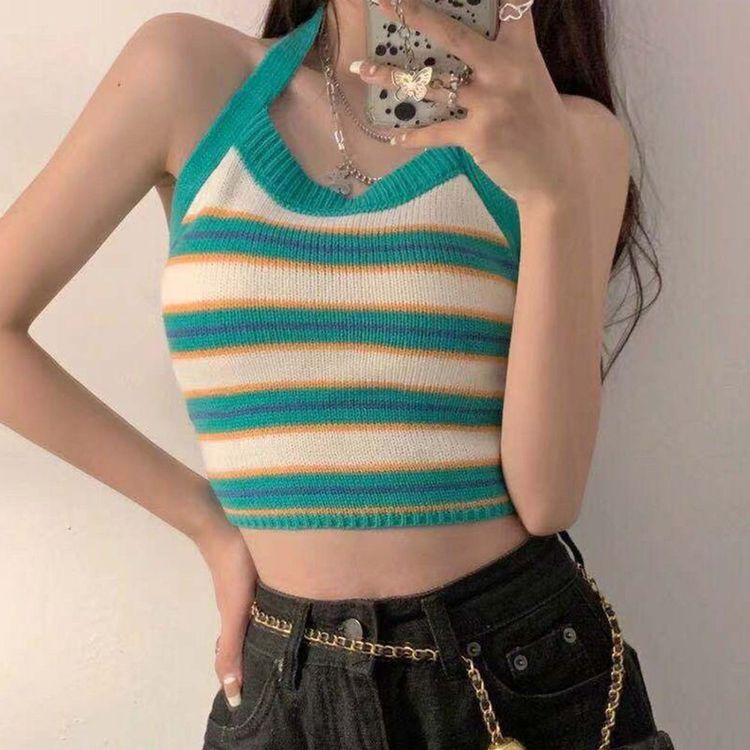 여성 스트라이프 끈조절가능 크롭나시티 예쁜티 홈플러스 택배배송