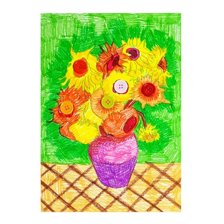 만들기그림 꽃 화분 단추 꼴라주 표현하기 홈플러스 택배배송