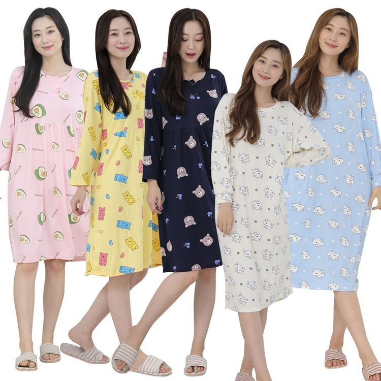 여성 스판 긴팔 잠옷 세트 주니어 원피스 실내복 홈플러스 판매자택배