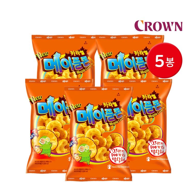 크라운 카라멜 메이플콘 74g 5봉 홈플러스 택배배송