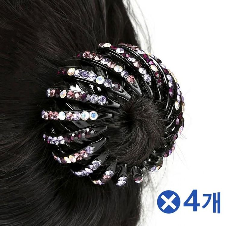 올림머리 고정 돔형 헤어핀 퍼플x4개 유아머리핀 홈플러스 택배배송