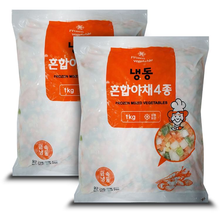냉동 볶음밥용 4종야채 1kg1kg 총 2kg감자당근양파청피망드라이아이스포장 홈플러스 택배배송