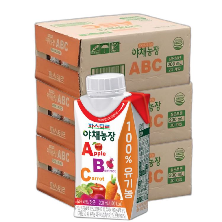 파스퇴르 유기농 100 실온 야채농장 Abc 주스 200ml 60팩 홈플러스 택배배송