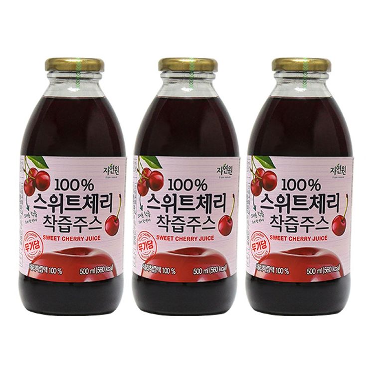 자연원 100 스위트체리 착즙주스 500ml X 3병 홈플러스 택배배송