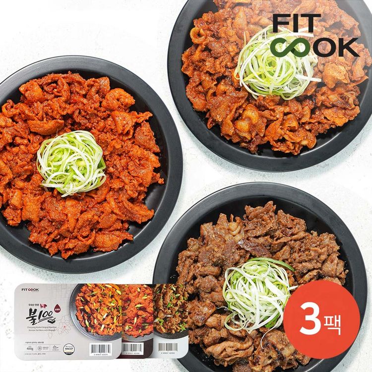 피트쿡 한돈 양념불백 400g 3종 혼합 3팩 홈플러스 택배배송