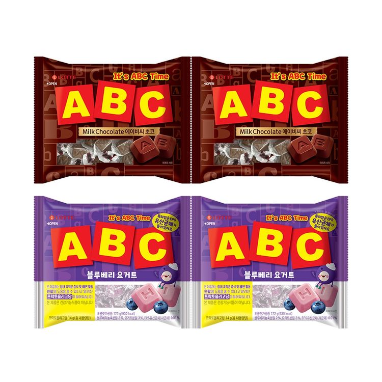 Abc 초콜릿 초코 187g X2봉 블루베리 요거트 172g X2봉 홈플러스 택배배송
