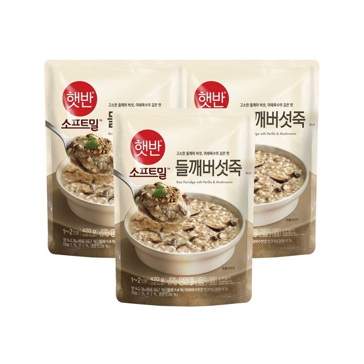 햇반죽 들깨버섯죽 420g X3개 비비고죽 리뉴얼 홈플러스 택배배송
