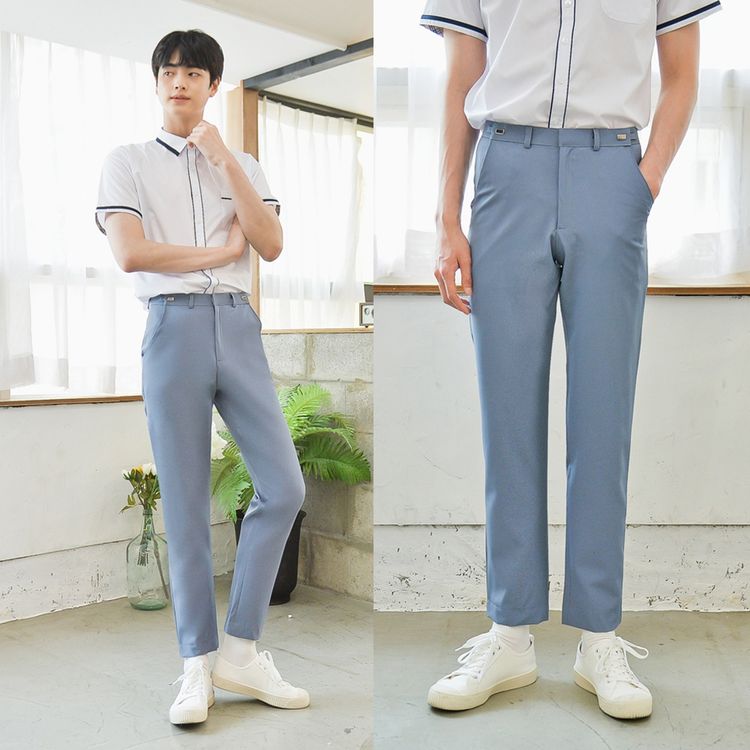 하복허리조절 스판 청색 교복바지 남자 홈플러스 택배배송