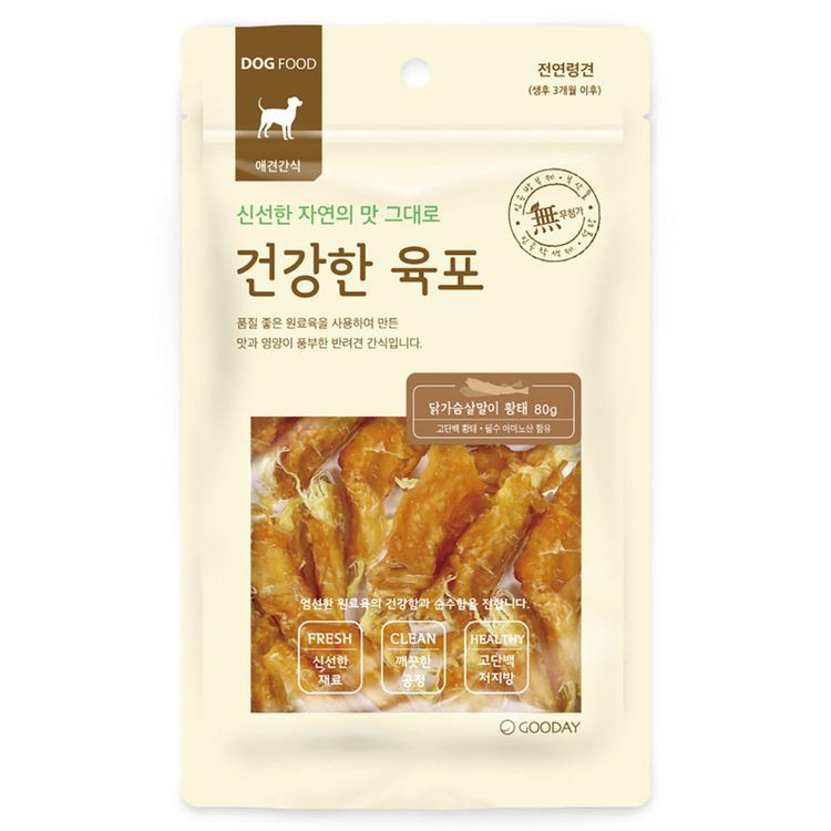 굿데이 건강한 육포 닭가슴살말이 황태 80g 홈플러스