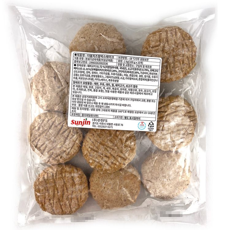 선진 더블 치즈 함박 스테이크 1kg100g X 10개 모짜렐라 고다 홈플러스 택배배송