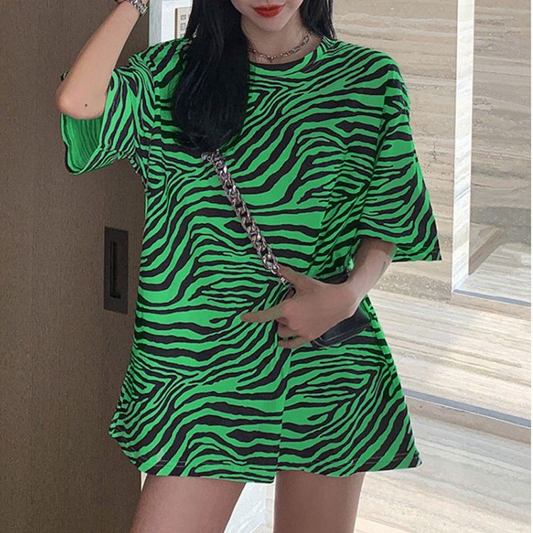 여성용 팀버 지브라패턴 반팔 티셔츠 그린xl 홈플러스 택배배송