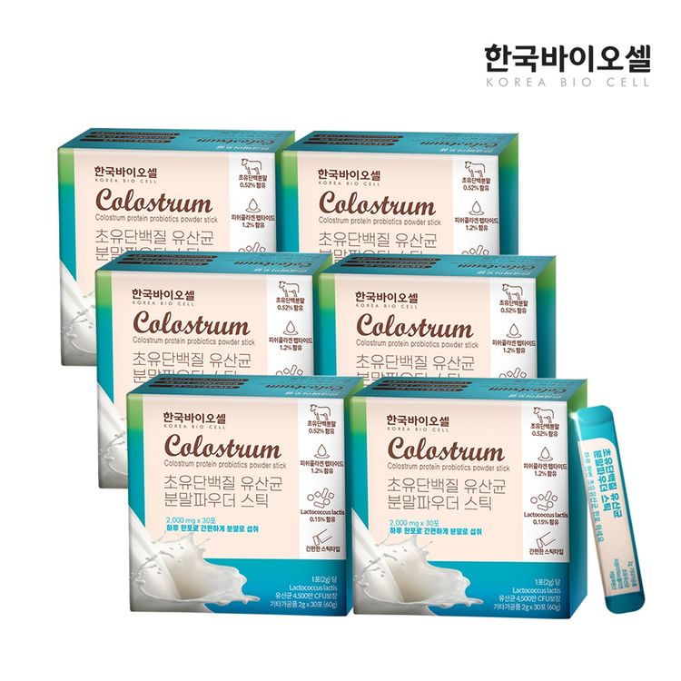 한국바이오셀 초유단백질 유산균 분말파우더 스틱 6세트2g X 180포 6개월분 홈플러스 택배배송