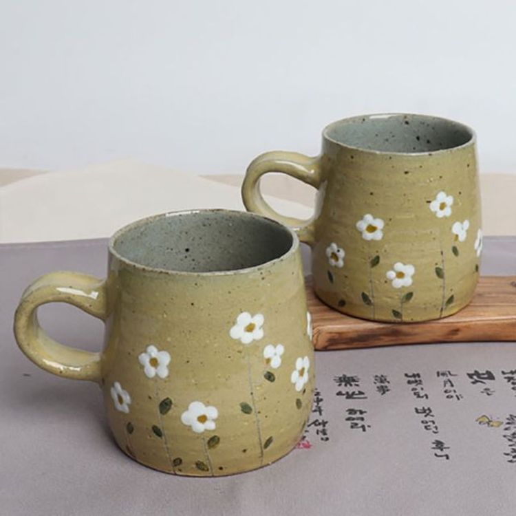 봄맞이꽃 머그컵 2p세트대 겨자색 500ml 홈플러스 택배배송
