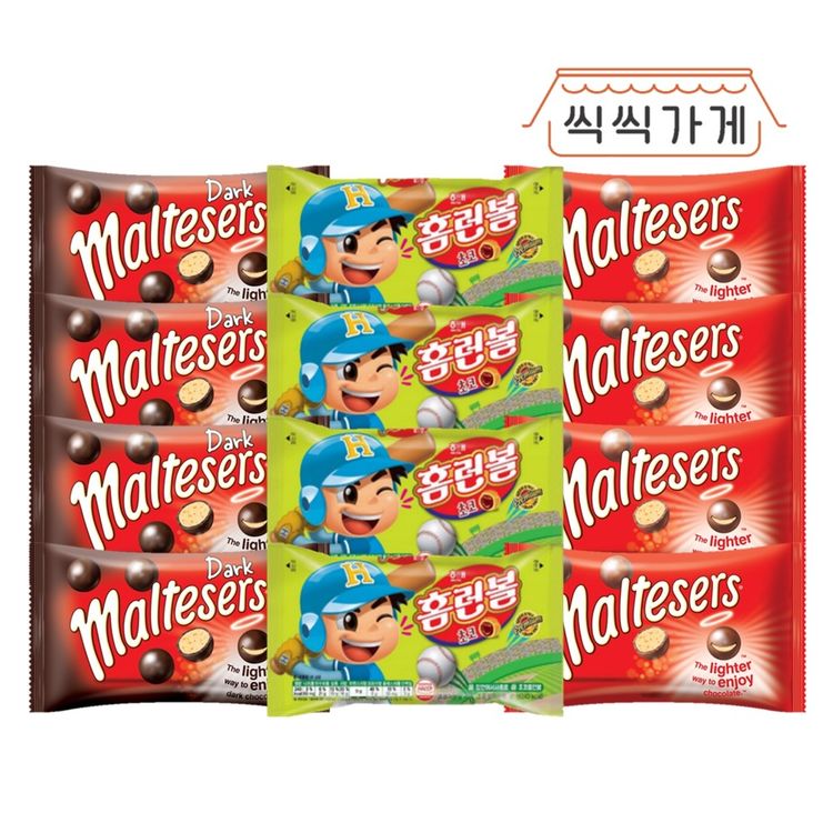 씩씩가게 홈런볼 41g 몰티져스 밀크 37g 몰티져스 다크 37g 4개씩 홈플러스 택배배송