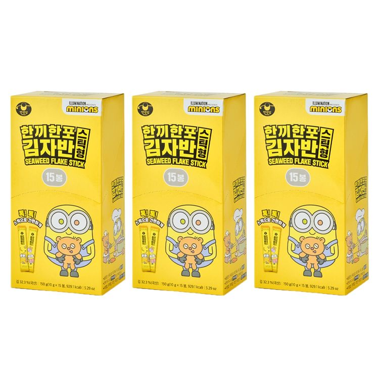 만전김 미니언즈 한끼한포 스틱 김자반 10g X 15봉 X 3개 홈플러스 택배배송