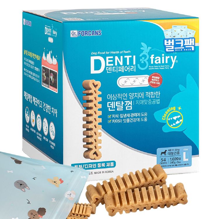 포켄스 덴티페어리 벌크팩 L 54p 디스펜서 강아지덴탈껌 덴티3페어리 102kg 홈플러스 택배배송