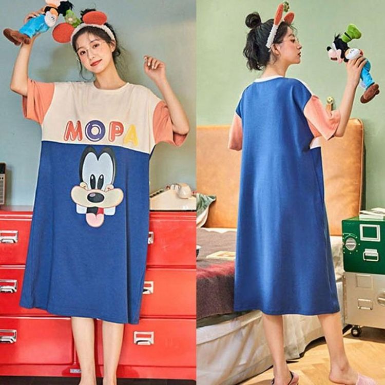 홈웨어 디자인 잠옷 여자잠옷 캐주얼 원피스 패션 롱 원피스잠옷 박시한 홈웨어 면 여성잠옷 홈플러스 택배배송
