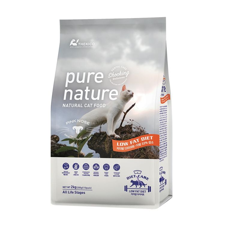 퓨어네이쳐 고양이 다이어트 사료 치킨맛200g X10봉사은품 스낵2봉간식캔 4캔 홈플러스 택배배송