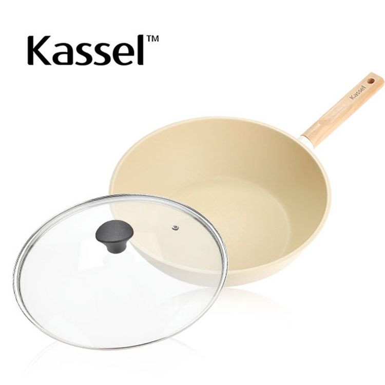 Kassel 카셀 Ef 인덕션ih겸용 티타늄 우드핸들 궁중팬웍28cm유리뚜껑2 홈플러스 택배배송