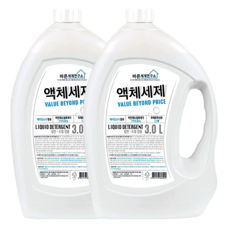 무궁화 바른세제연구소 액체세제 일반드럼겸용 3l X 2개 홈플러스 택배배송
