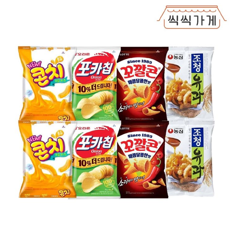 씩씩가게 단짠단짠 봉지과자2 2봉씩 8봉콘치 포카어니언 꼬깔매 조청 홈플러스 택배배송