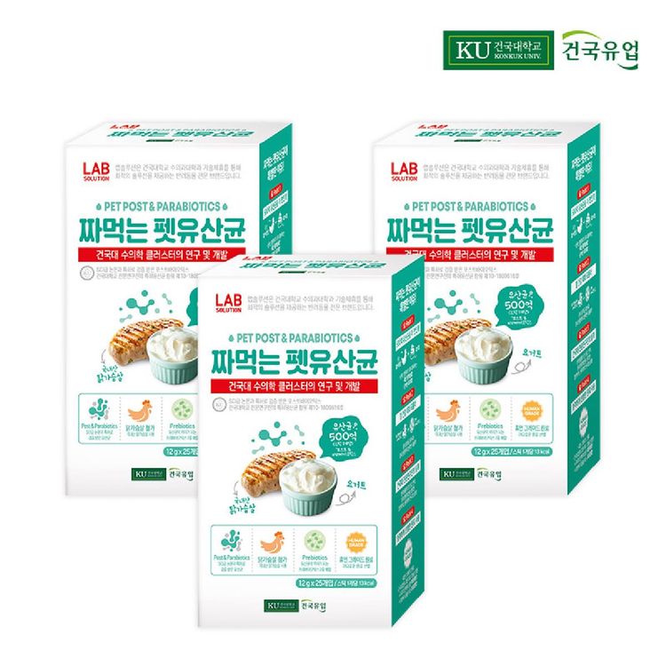 건국유업 짜먹는 펫유산균 포스트바이오틱스 12g X 25개입 3박스 홈플러스 택배배송