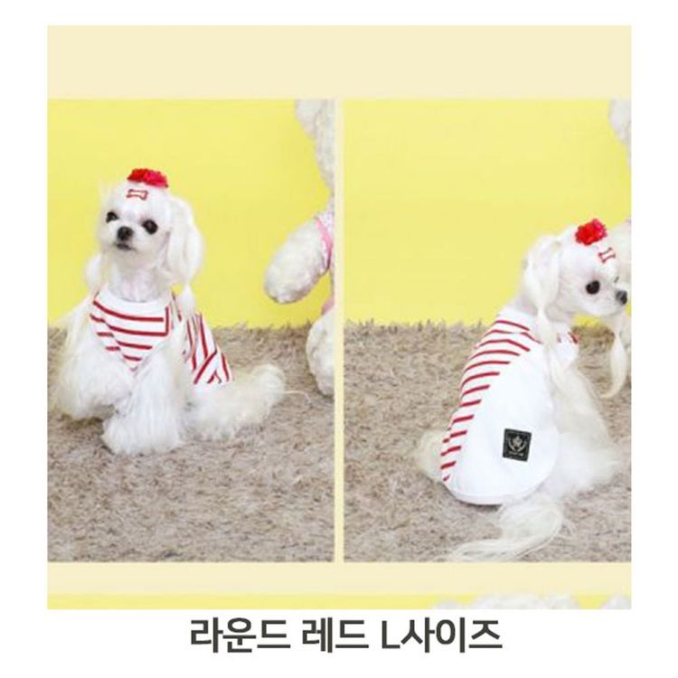스트라이프 강아지 산책옷 반려견 티셔츠 레드 L 홈플러스 택배배송
