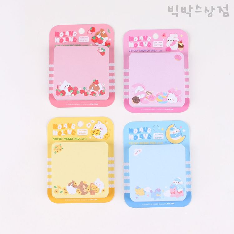 몰랑 스티키 메모패드 1p 랜덤 버전5 최신상 점착메모지 접착메모지 캐릭터메모지 몰랑이메모 홈플러스 택배배송