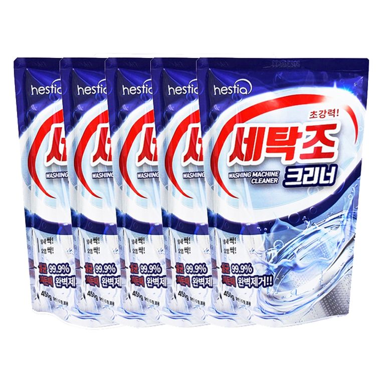 헤스티아 초강력 세탁조 크리너 분말형 450g 5개 드럼일반 공용 세탁기 청소 통 홈플러스 택배배송