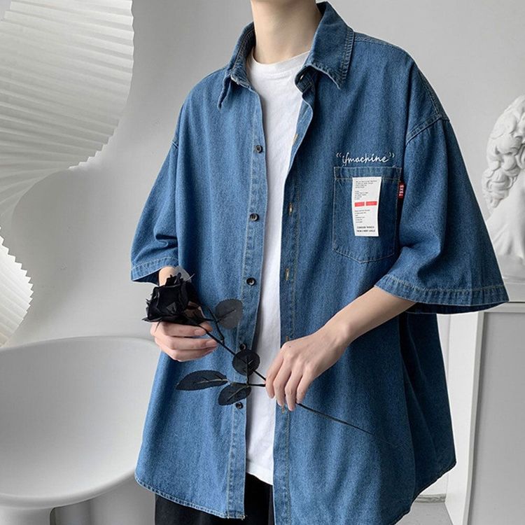 캐주얼 남성 오버핏 여름 데님 반팔 데일리 티셔츠 홈플러스 택배배송