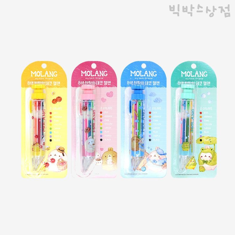 몰랑 8색 반짝이 데코젤펜 1p 최신상 몰랑이 캐릭터 사무용 다색볼펜 필기 여러가지볼펜 문 홈플러스 택배배송