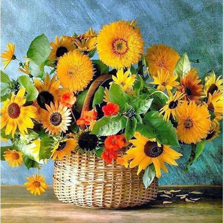 해바라기 꽃바구니 캔버스 보석십자수 40x50 홈플러스 택배배송