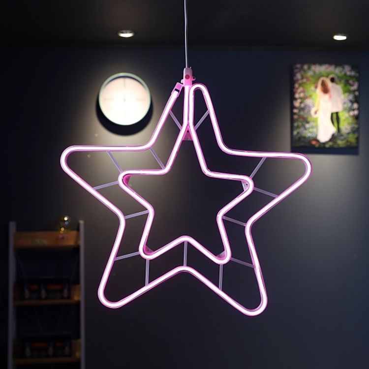 Led 이중별 네온플렉스 Dc24v 55cm 무점멸 핑크 정류기 별도 크리스마스전구 감 홈플러스 택배배송