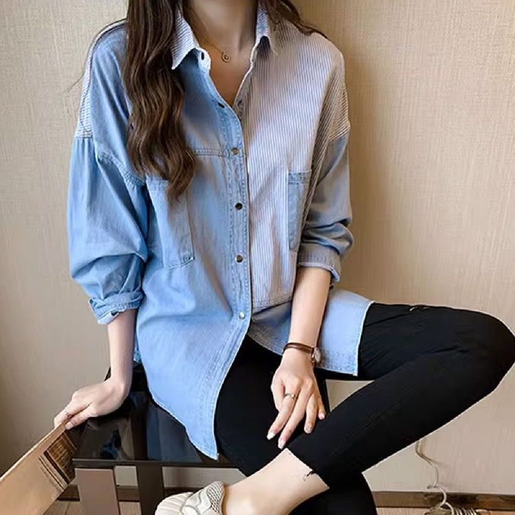 여성 루즈핏 긴팔 청 데님 셔츠 남방 연청 홈플러스 택배배송