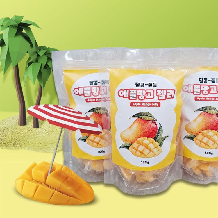 4가지맛 믹스 젤리 애플망고젤리 500g 망고젤리 간식망고 망고간식 젤리디저트 과일맛젤리 홈플러스 택배배송