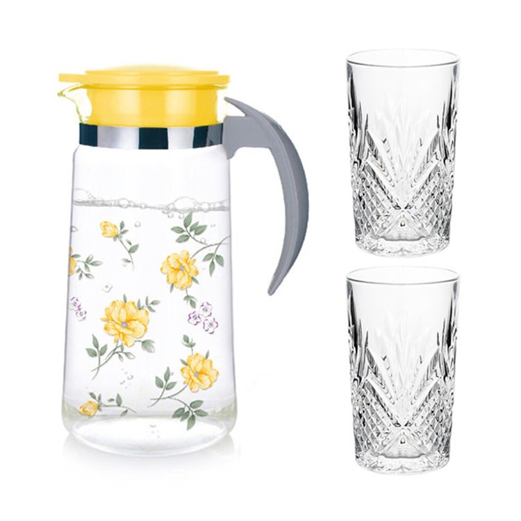 가정용 유리 꽃물병 14l 옐로우유리잔 250ml 2p 손잡이물병 투명 저그 홈플러스 택배배송