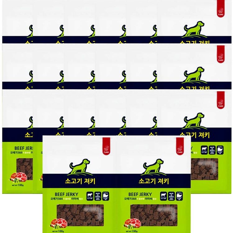 파밀 강아지간식 소프트져키 소고기 큐브 100gx20개2kg 홈플러스 택배배송