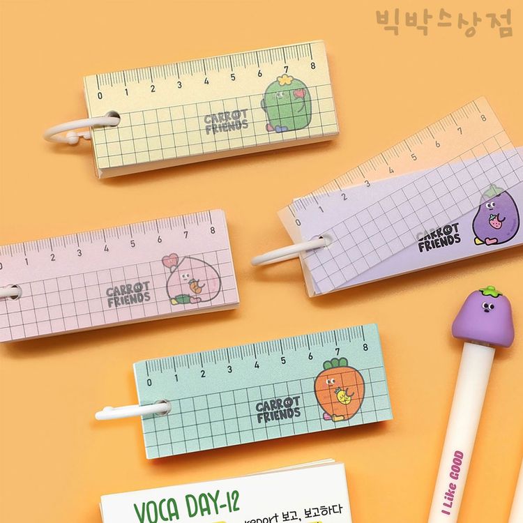 핑크풋 당친 눈금자 메모지 1p 랜덤 캐릭터 링단어장 미니 노트 당근단어장 필기 메모잇 팬 홈플러스 택배배송