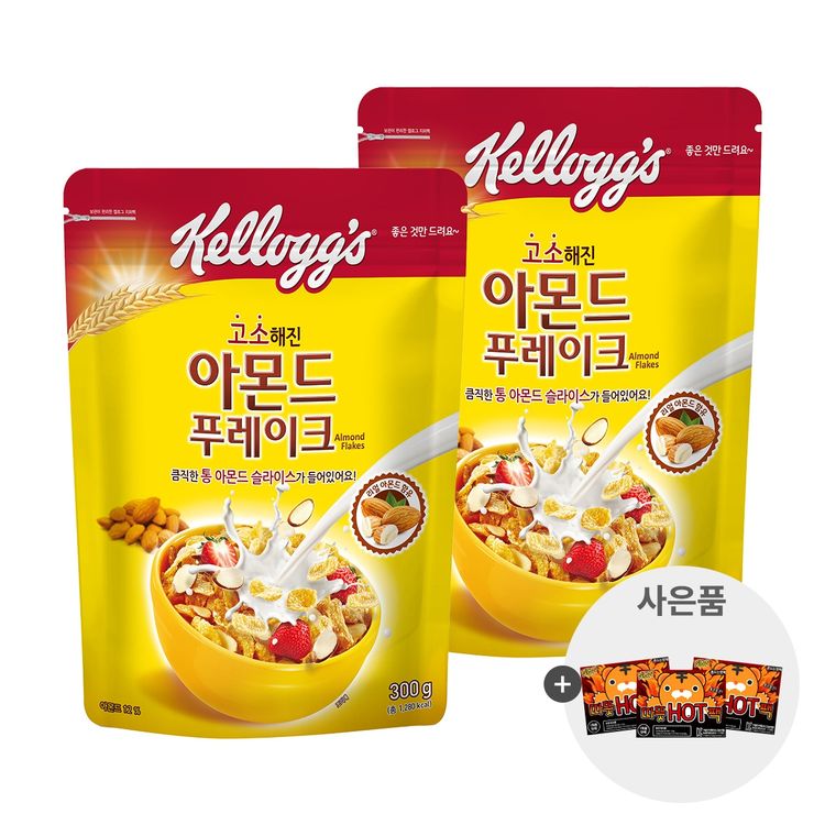 켈로그 시리얼 아몬드푸레이크 300g X 2개 핫팩 3장 홈플러스 택배배송