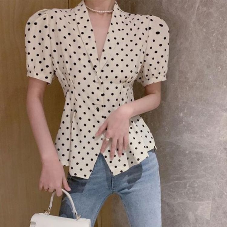 도트 실용적인 N6213903c3d 블라우스 카라넥 퍼프소매 플레어핏 체형커버 홈플러스 택배배송