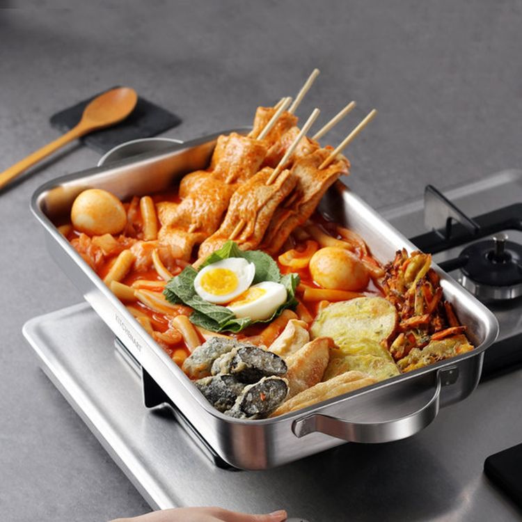 키친아트 캠핑 가정용 통3중 스텐 인덕션 겸용 닭갈비판 사각팬 홈플러스 택배배송